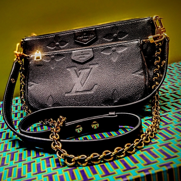 Louis Vuitton | Bags | Louis Vuitton Black Crossbody Bag With Gold ...